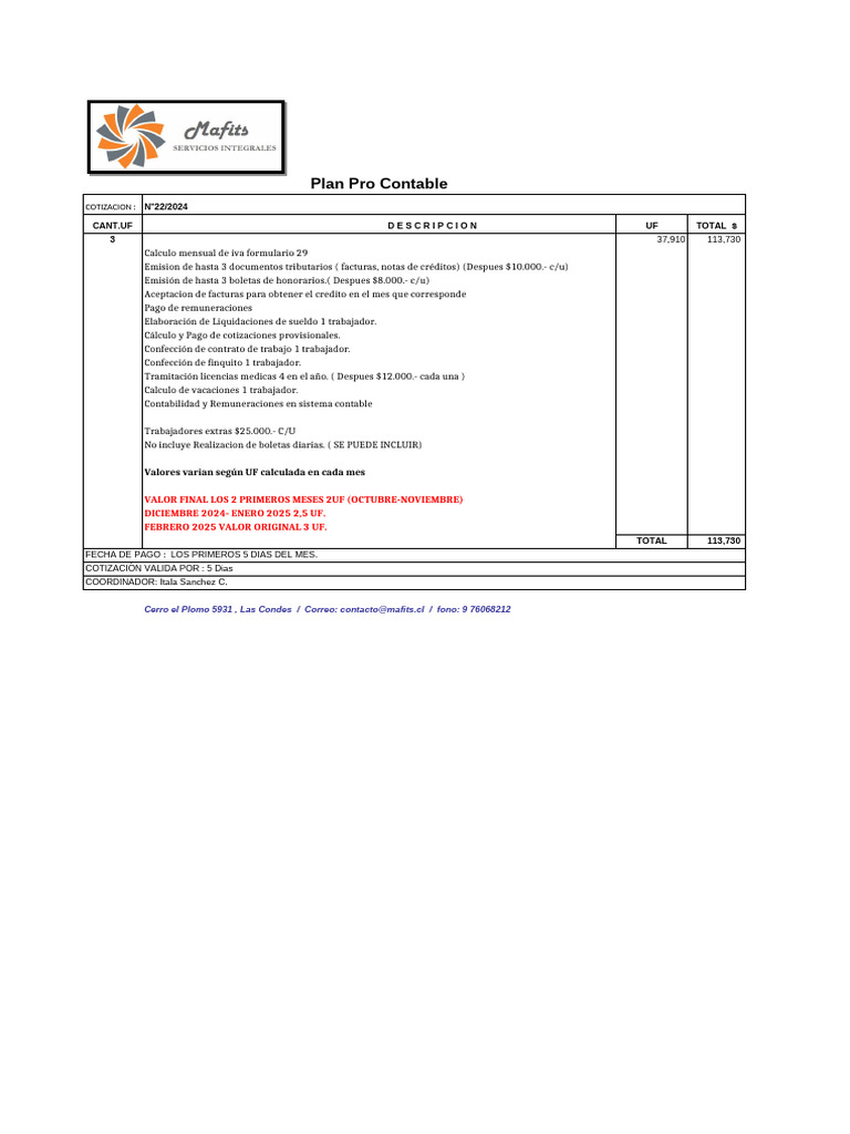 Plan Pro Contable 2024 | PDF