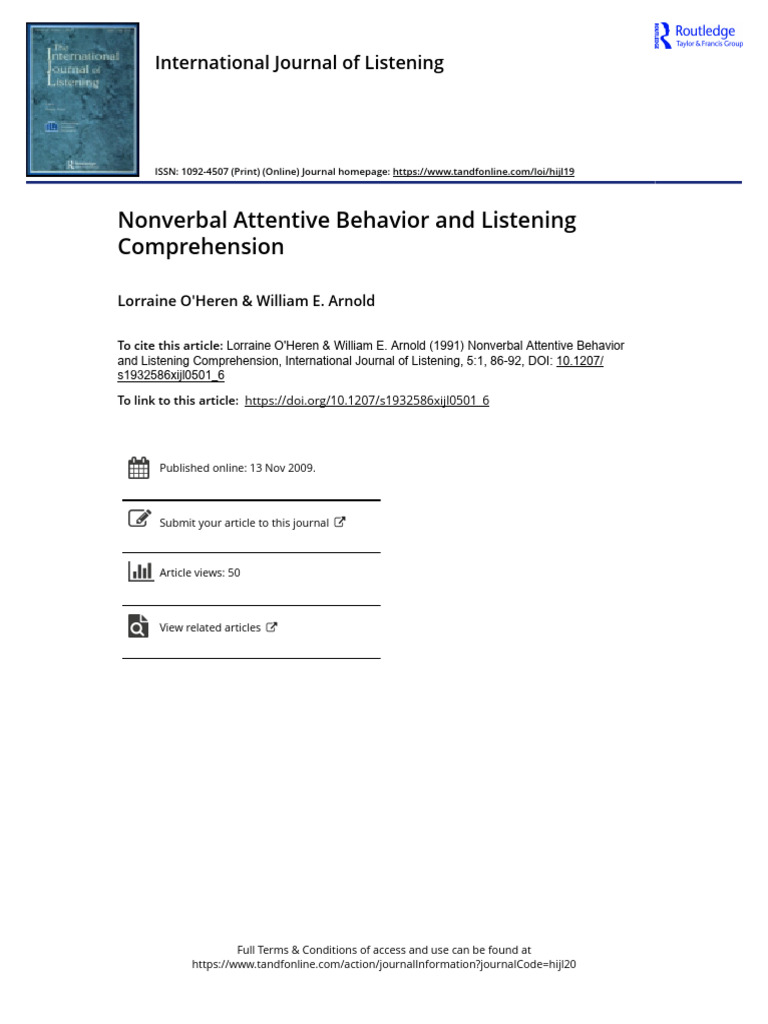 OHeren - Arnold Nonverbal Attentive Behavior and Listening ...