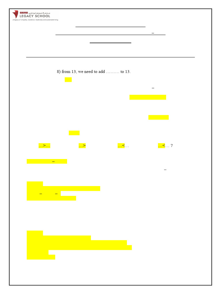 GR7-PT1 -Revision Worksheet Key | PDF | Number Theory | Numbers