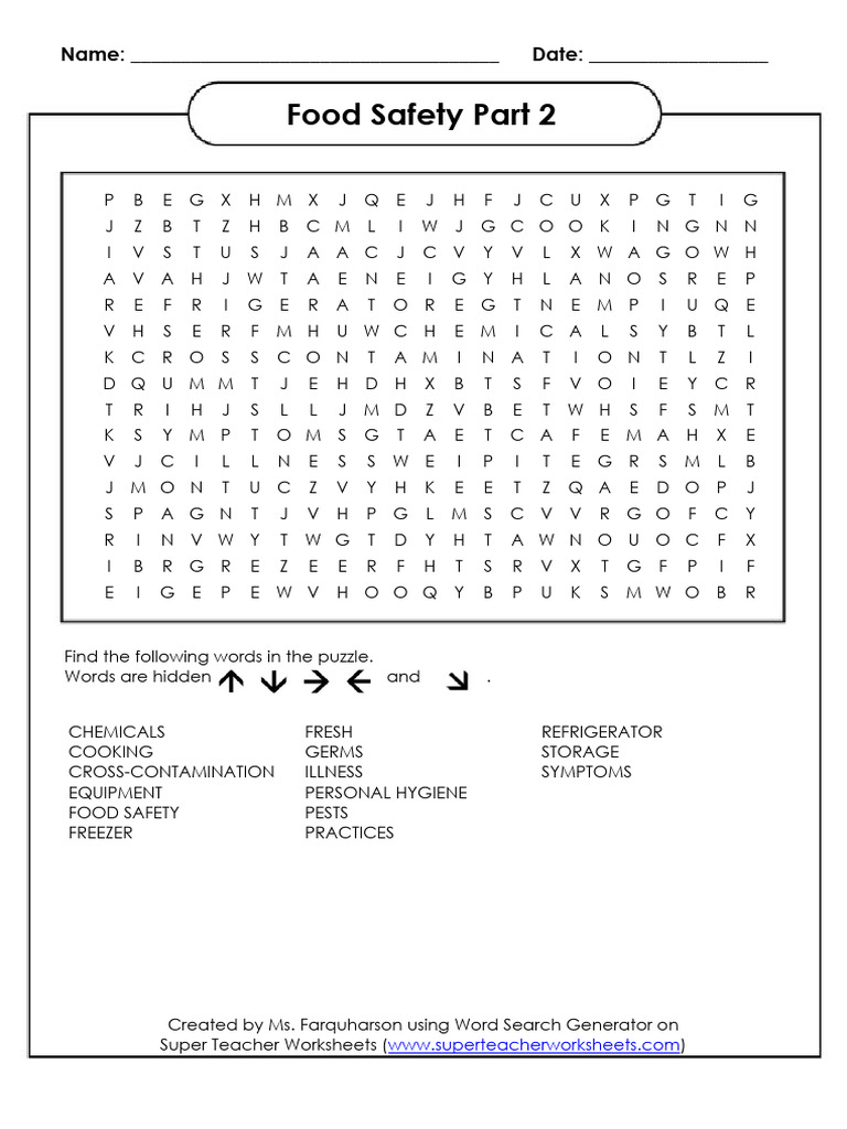 Food Safety Word Search Puzzle | PDF