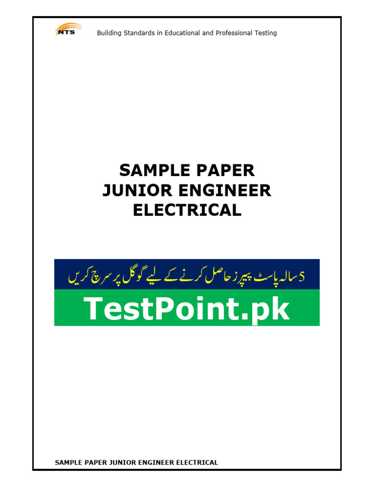 Sample Paper Junior Engineer Electrical. | PDF | Capacitor | Electrical ...