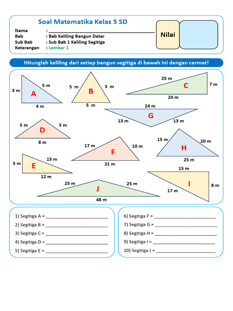 Latihan Soal Keliling Bangun Datar Kelas 5 | PDF