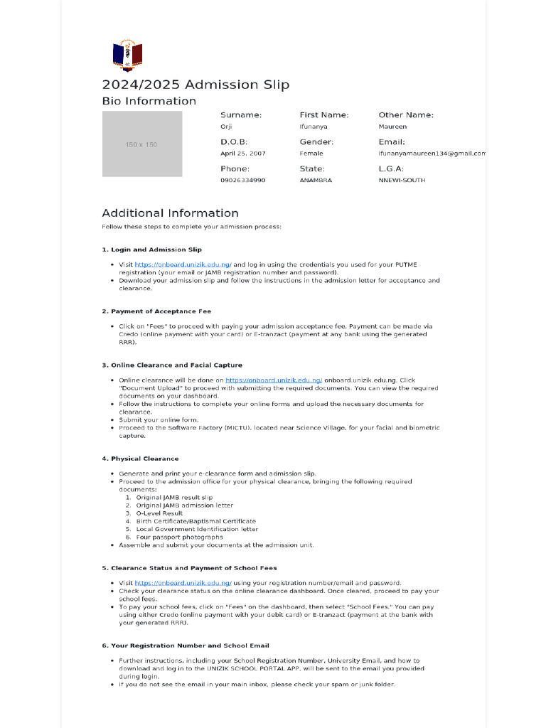 E Admission Slip 2 | PDF