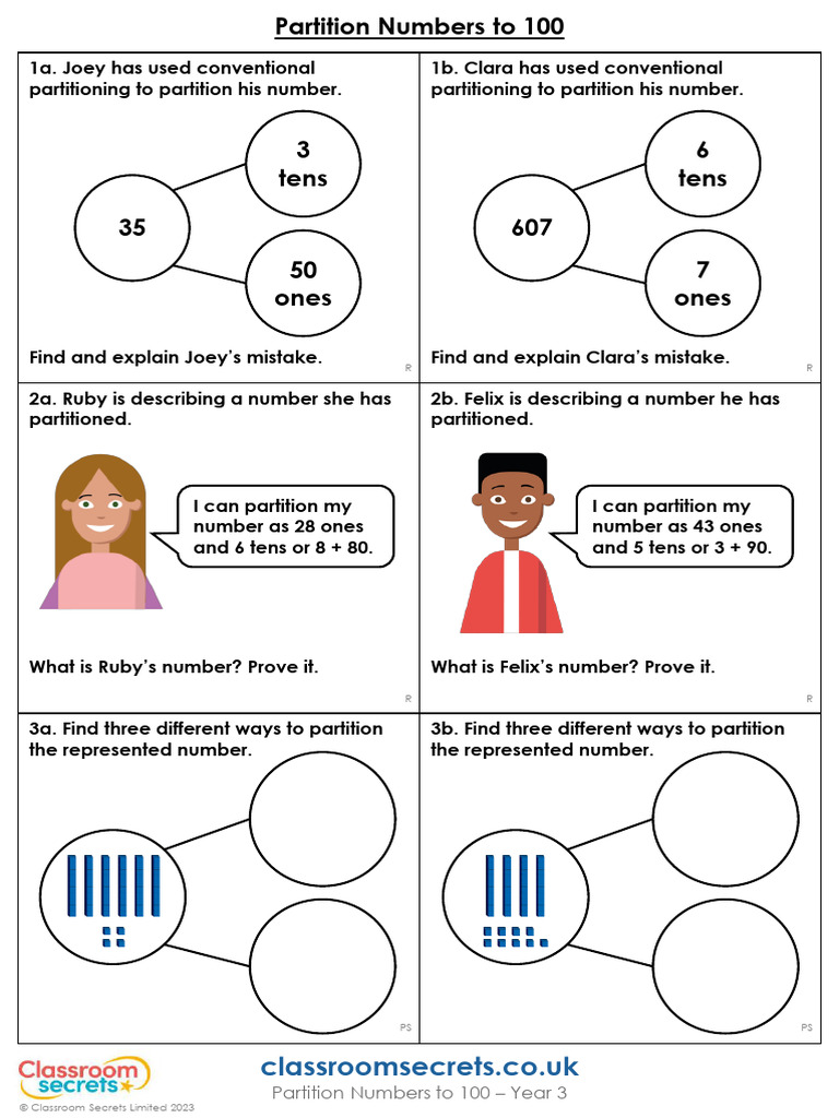 Year 3 Partition Numbers To 100 RPS | PDF