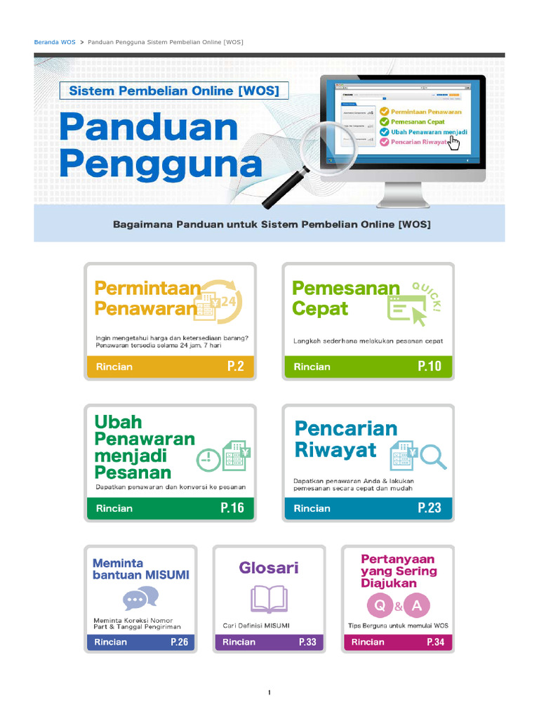 Panduan Pengguna WOS untuk MISUMI | PDF