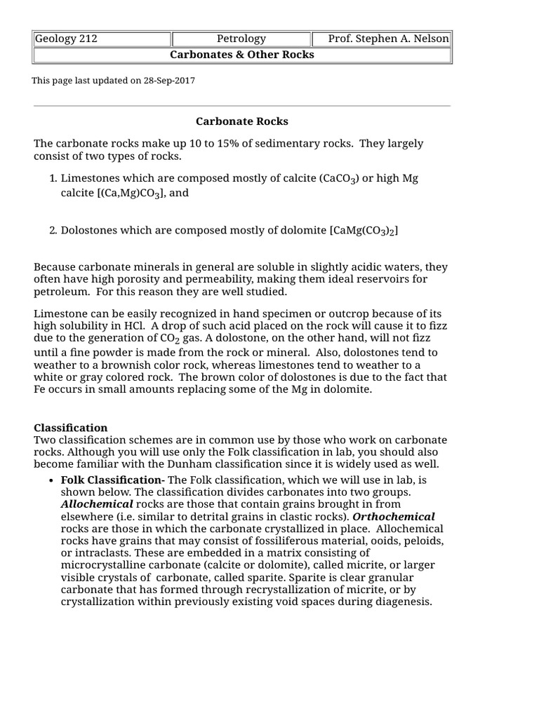 Carbonates & Other Rocks - 2 | PDF | Limestone | Sedimentary Rock