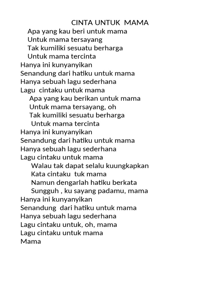 Lagu Cinta Sederhana untuk Mama | PDF
