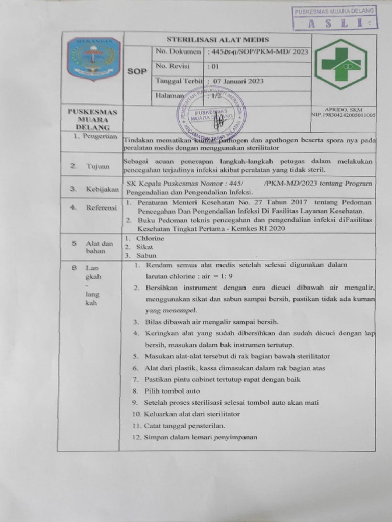 SOP Steril Alat Medis | PDF