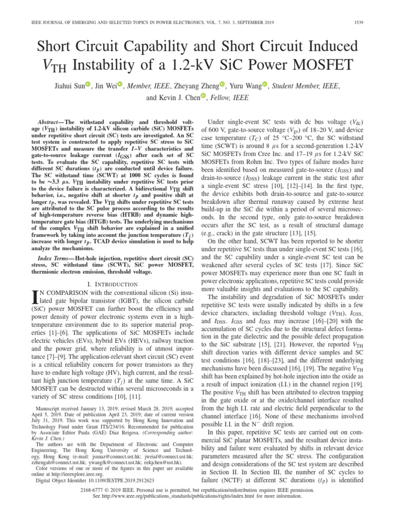 Short Circuit Capability and Short Circuit Induced V mathrmTH ...