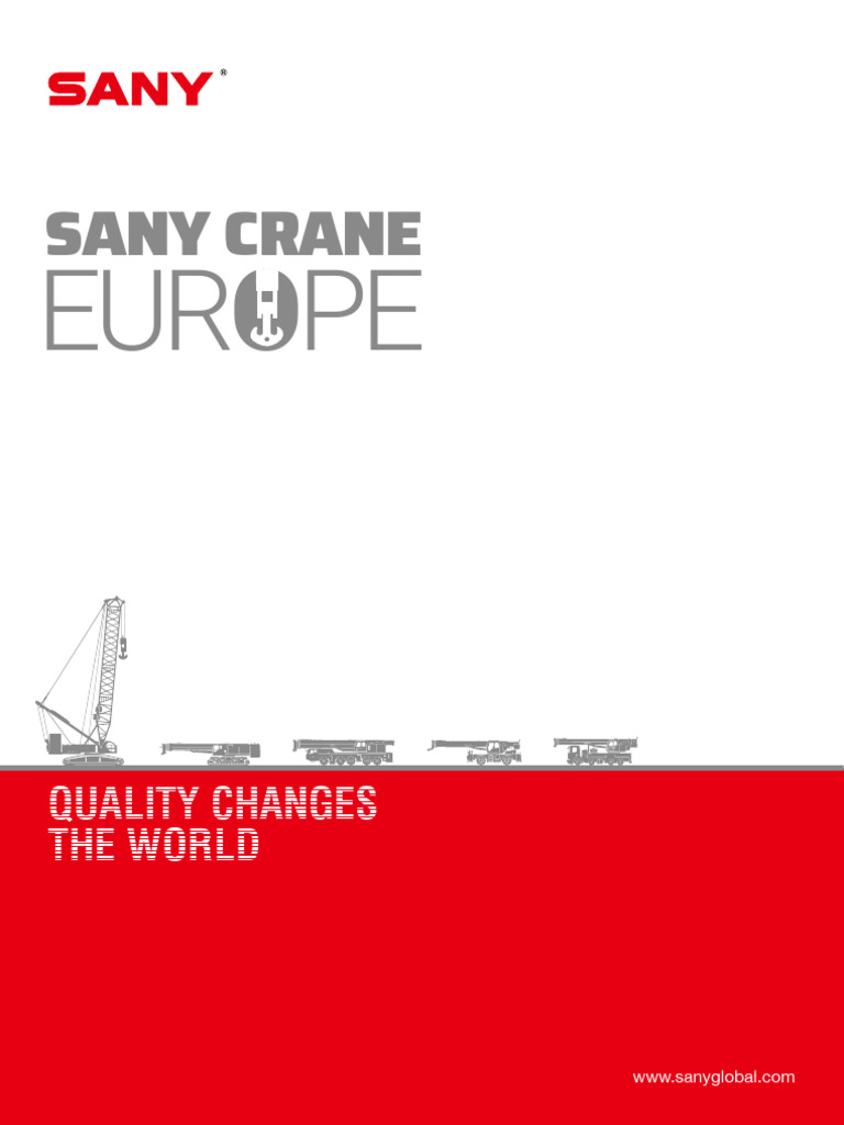 SANY Crawler Cranes Overview | PDF | Battery Charger | Crane (Machine)