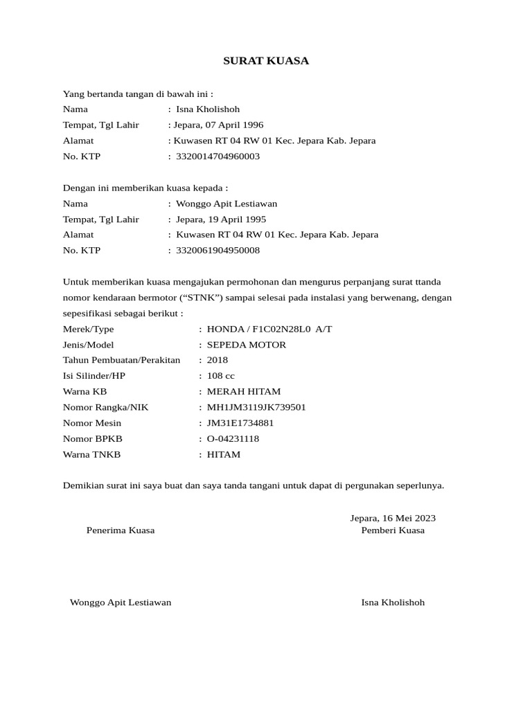 Surat Kuasa | PDF