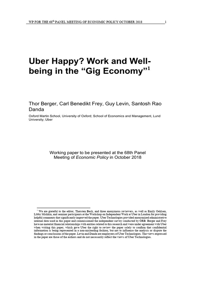 Uber Happy Work and Wellbeing | PDF | Employment | Labour Economics