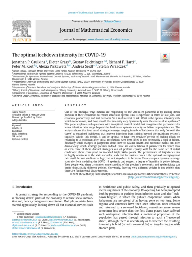 Optimal COVID-19 Lockdown Strategies | PDF