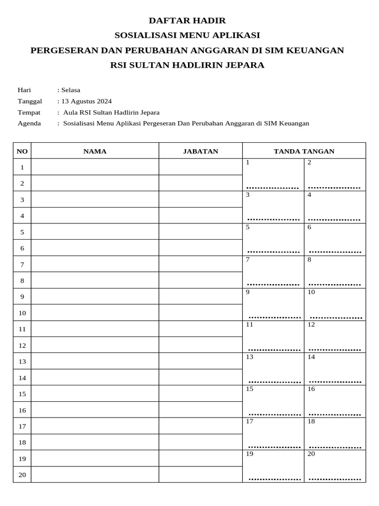 DAFTAR HADIR RAPAT | PDF