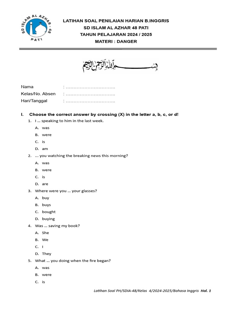 Soal Latihan UH - Grade 4 Unit 3 | PDF