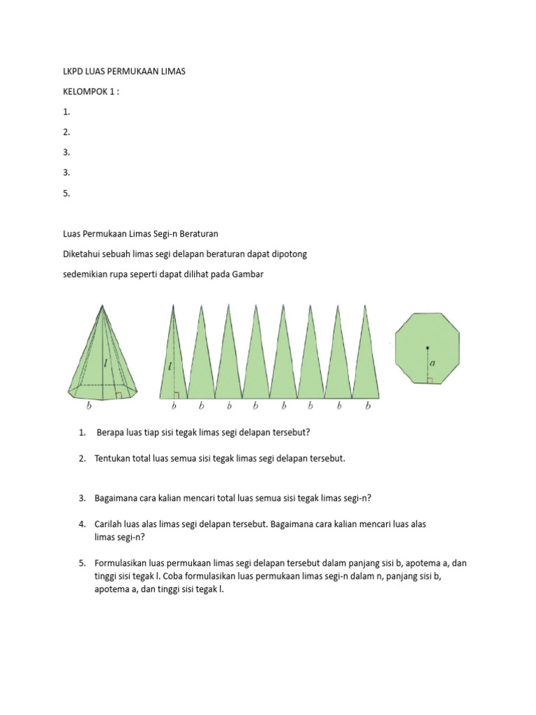 LKPD Luas Permukaan Limas | PDF