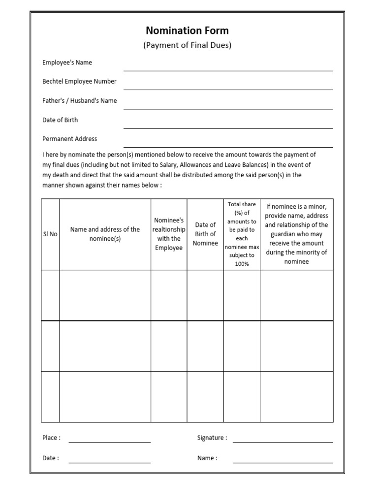Nomination Form - Final Dues | PDF