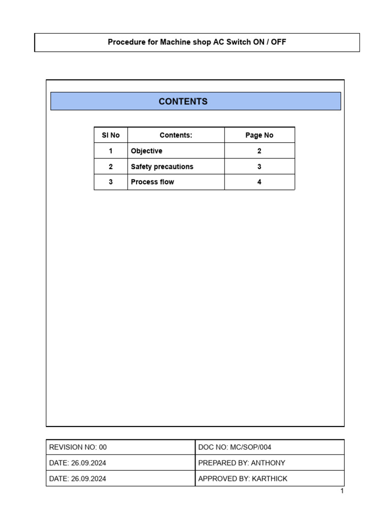 SOP For Chiller Unit ON - OFF | PDF