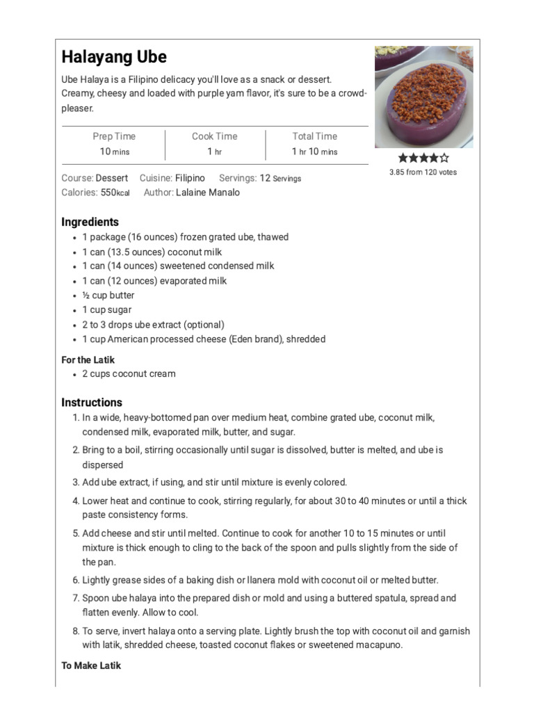Halayang Ube - Kawaling Pinoy | PDF | Coconut Milk | Cooking