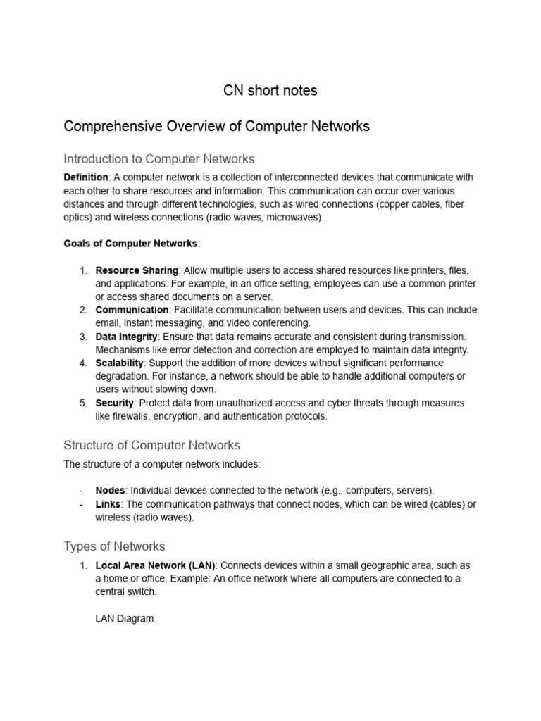 Cn Short Notes Pdf Computer Network Transmission Control Protocol