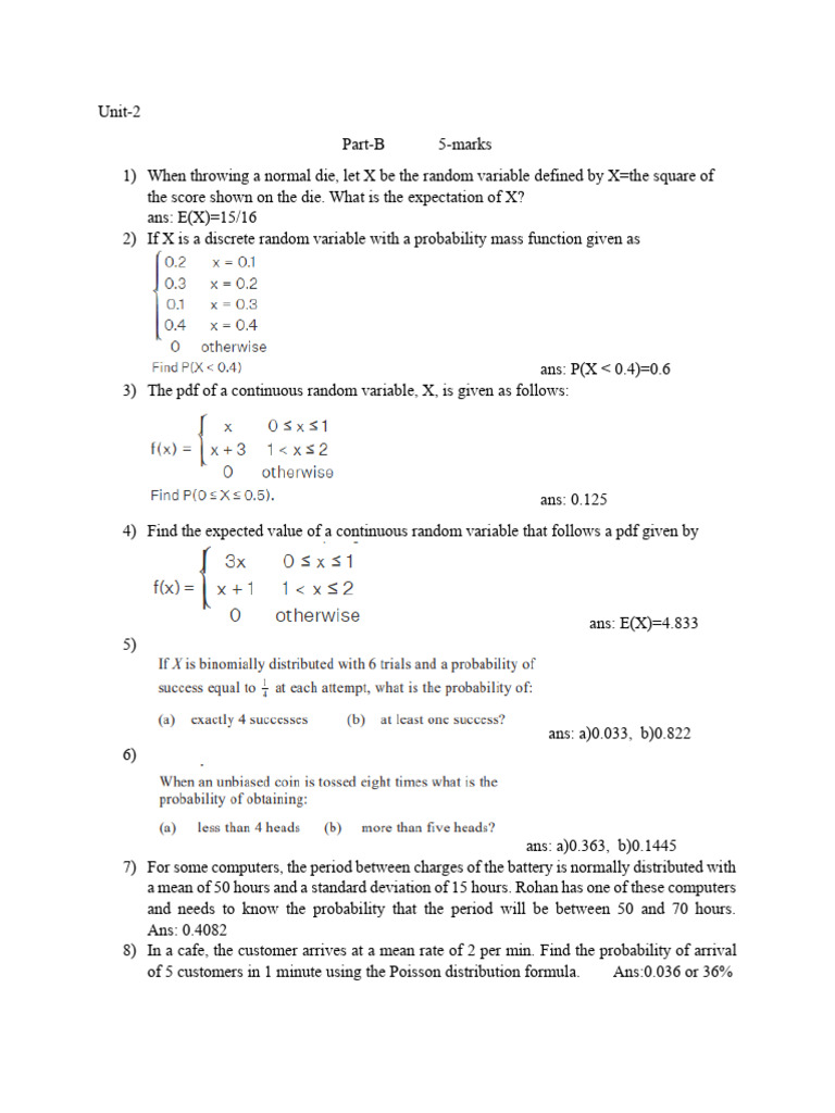 Probability Important Questions-1 | PDF | Weighted Arithmetic Mean ...
