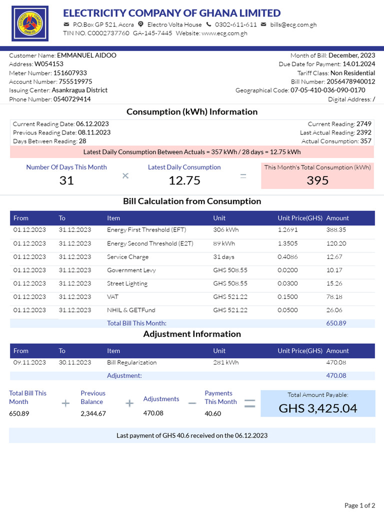 ECG PowerApp Bill 1705215630408 | PDF | Electric Power | Power (Physics)