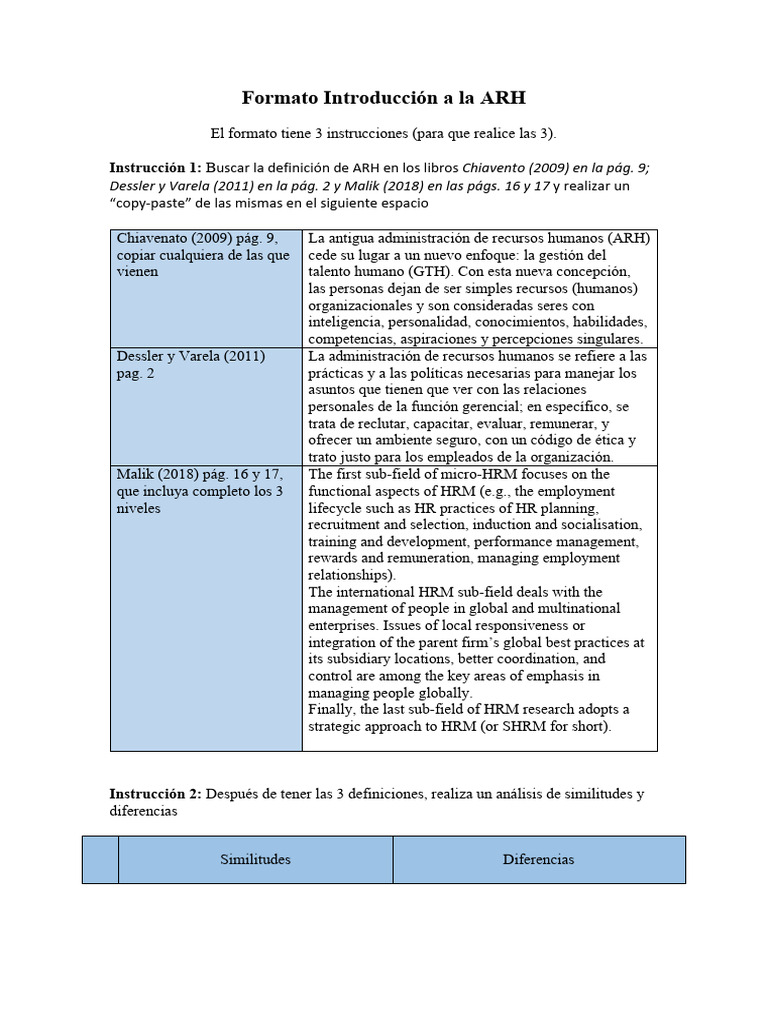 Actividad A4 - Introducción A La ARH | PDF | Gestión de recursos humanos | Business