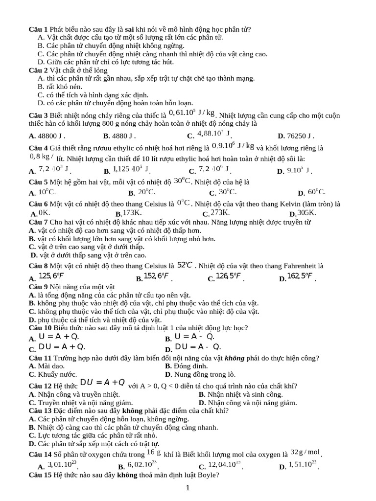 Đề Cương Ôn Tập Hki GV | PDF