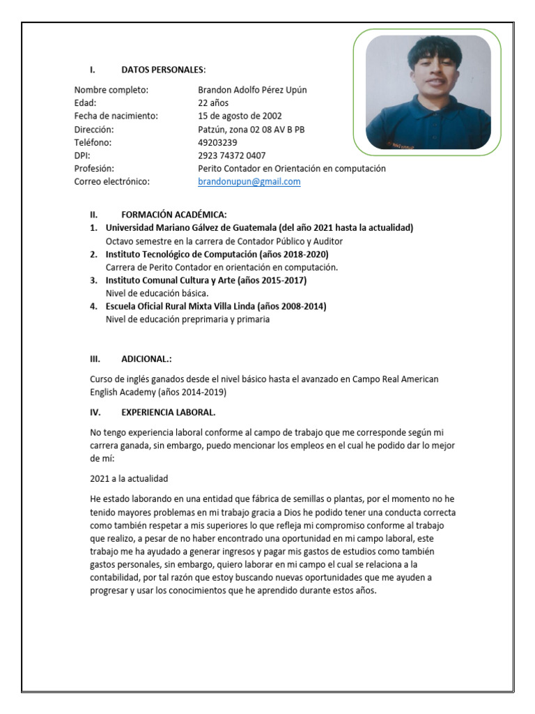 Curriculum Vitae 2025-1 | PDF | Contador