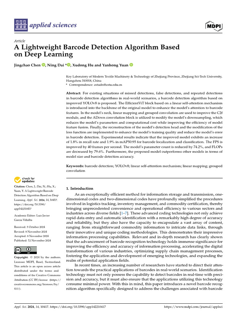 A Lightweight Barcode Detection Algorithm Based On Deep Learning | PDF ...