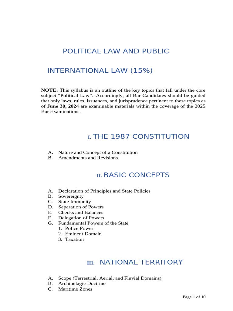 Political Law and Public International Law | PDF | International Law | American Government