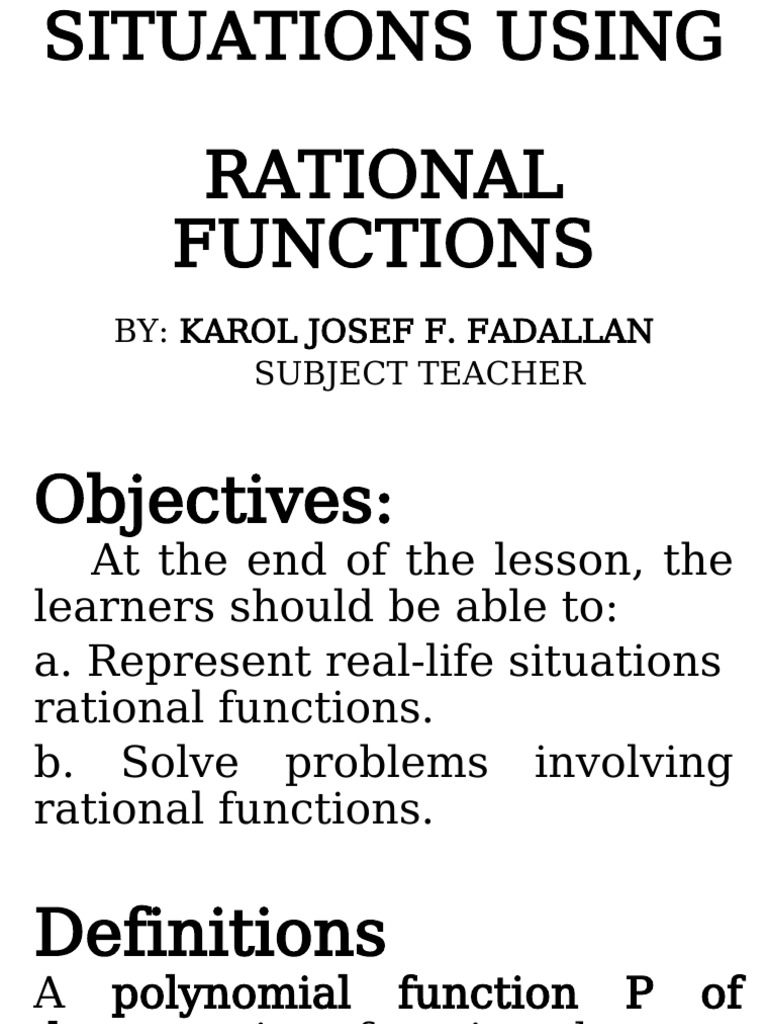 Real-Life Applications of Rational Functions | PDF | Function ...