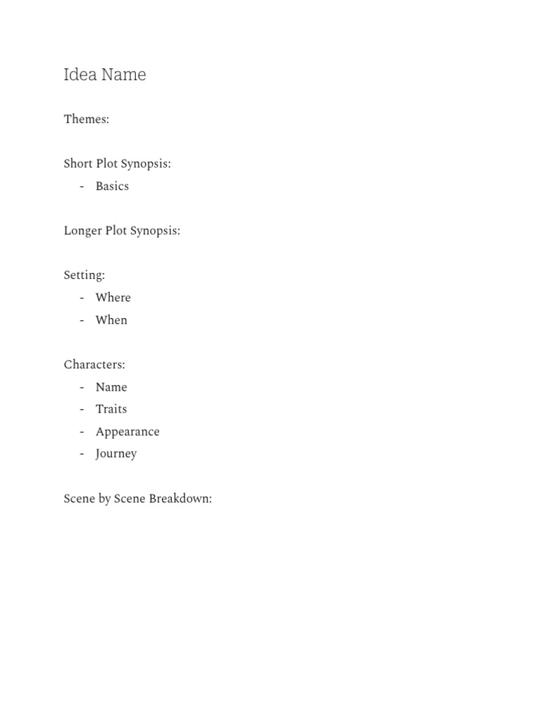 Story Idea Layout | PDF