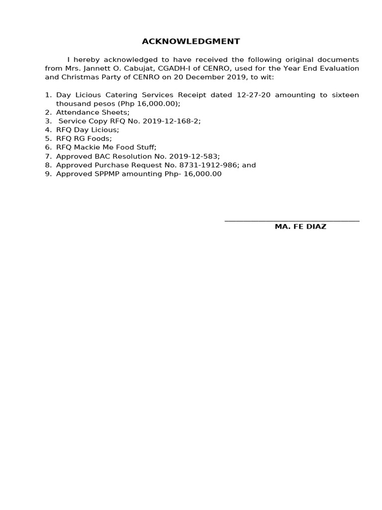 Year-End Evaluation Acknowledgment | PDF