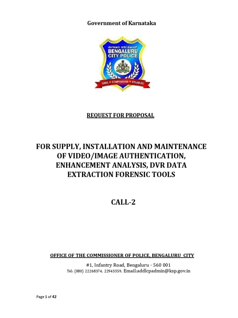 RFP Video Forensic Final-CALL-2 Bengalure Commissionerate | PDF | Specification (Technical ...