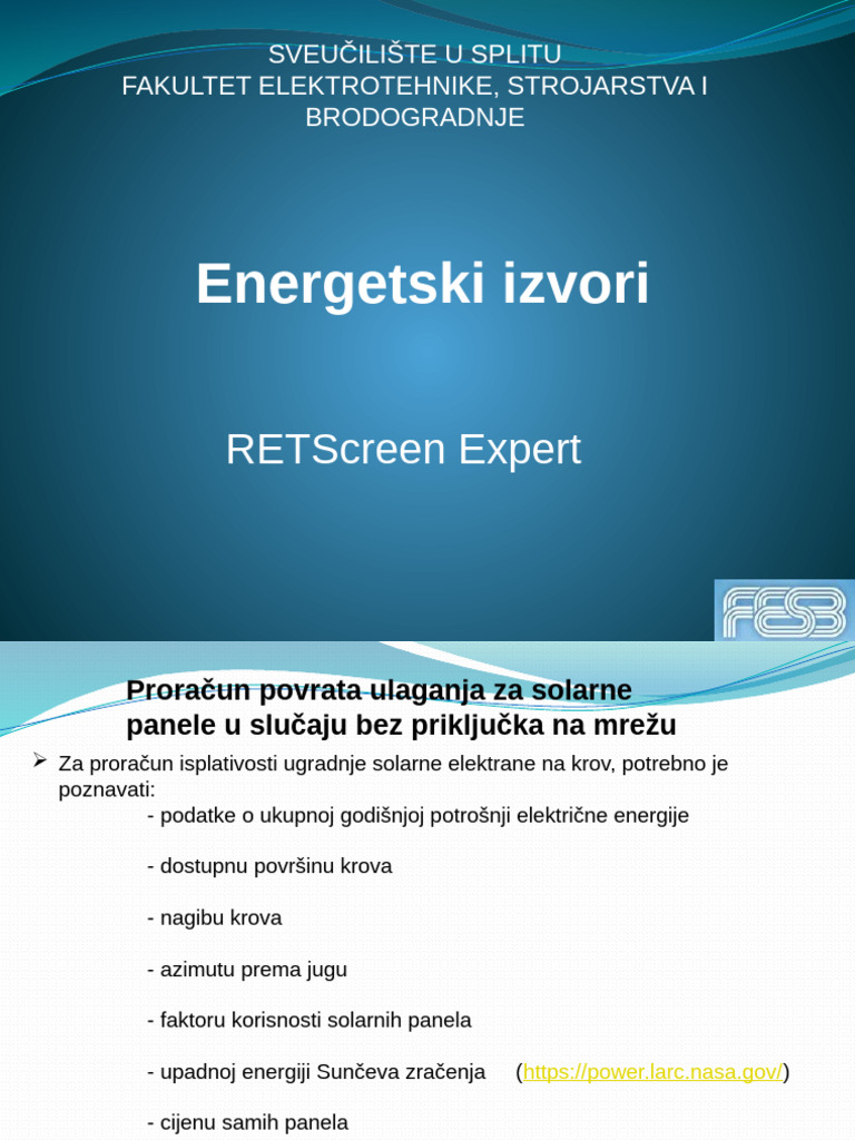 RETScreen - Uvod | PDF