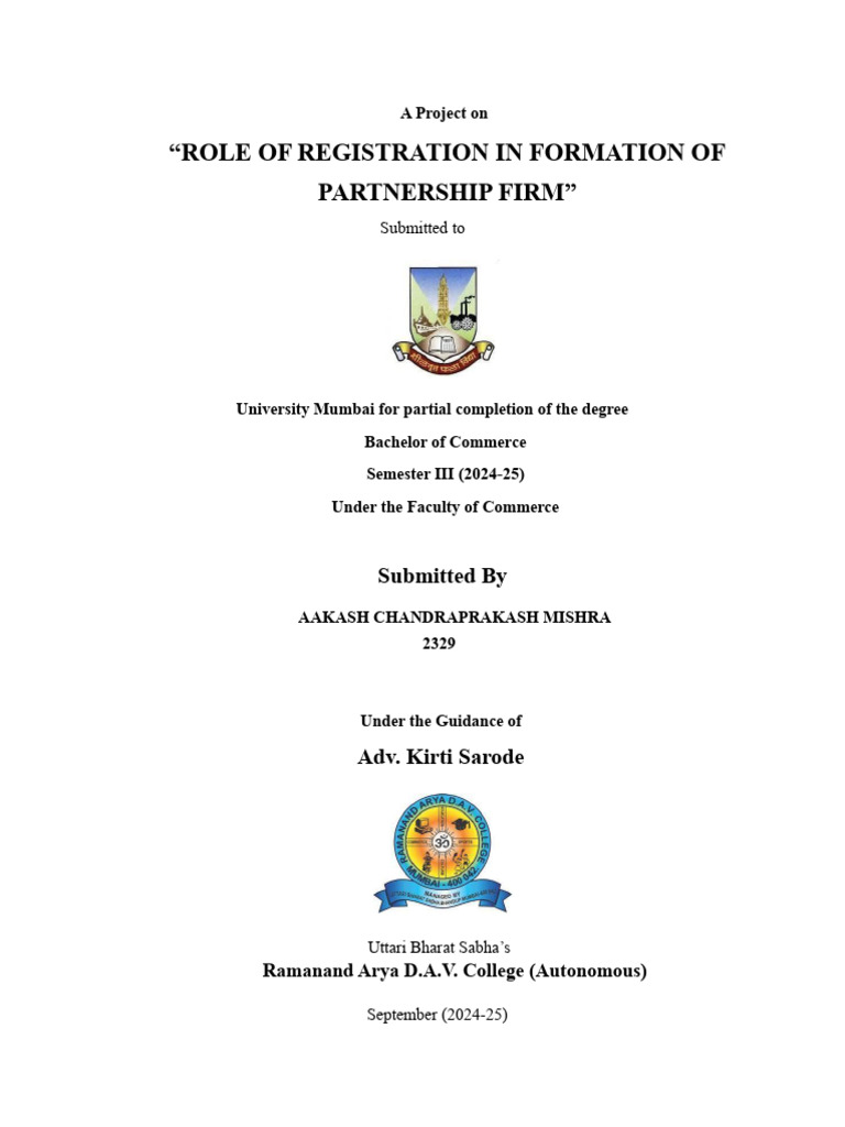 Akash Field Project | PDF | Partnership | Taxes