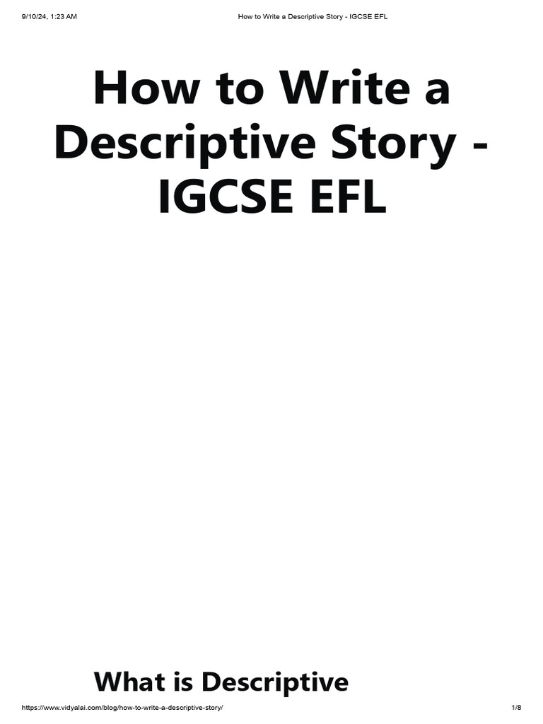 How To Write A Descriptive Story - IGCSE EFL | PDF | Neuroscience