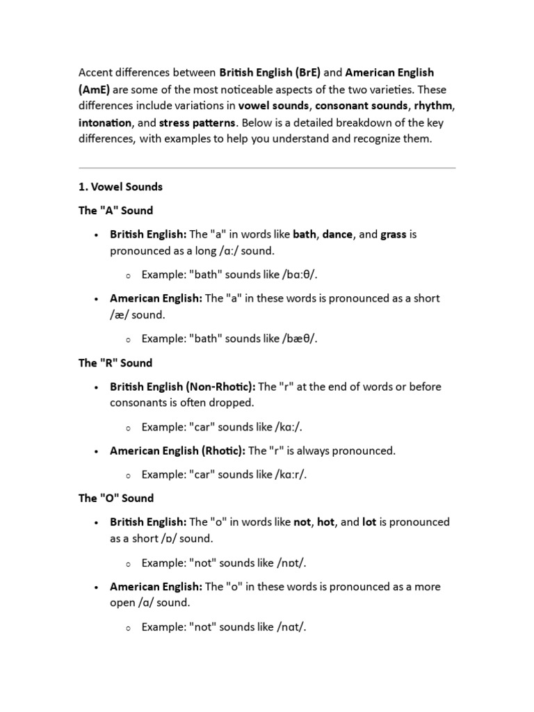 British vs American English Accents | PDF | Stress (Linguistics ...