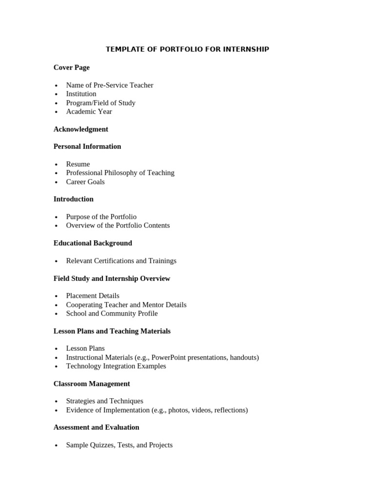 Template of Portfolio For Internship | PDF