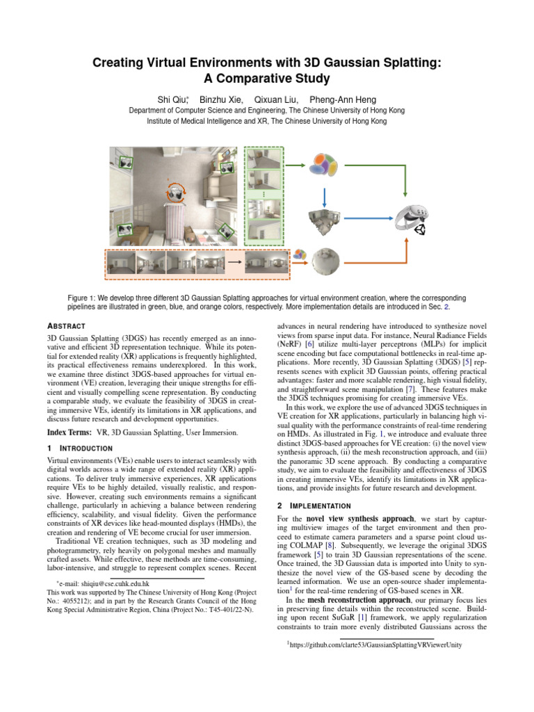 Creating Virtual Environments With 3D Gaussian Splatting | PDF | Virtual Reality | Rendering ...