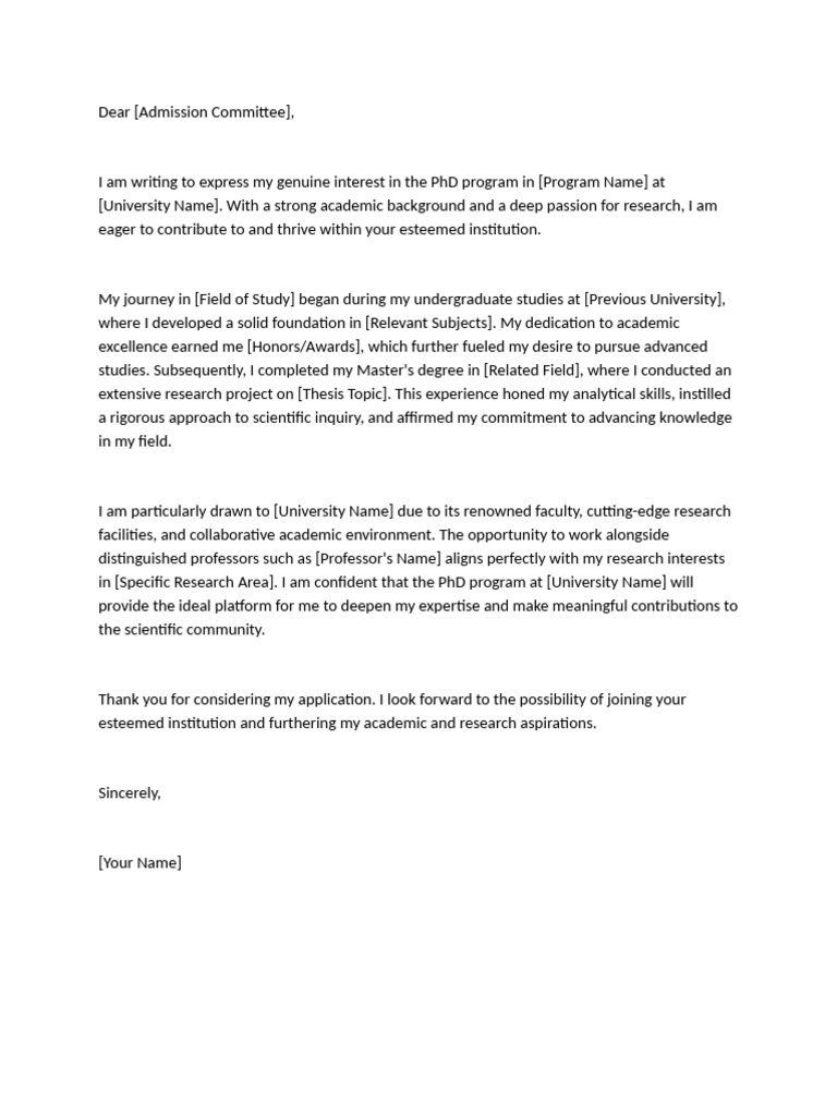 Motivational Letter For PHD Position | PDF