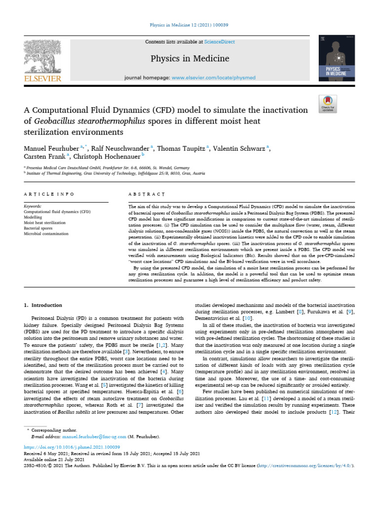 A Computational Fluid Dynamics (CFD) Model To Simulate The Inactivation | PDF | Computational ...
