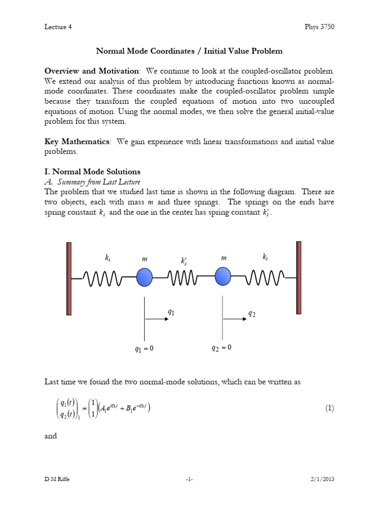 Lecture 4 | PDF | Normal Mode | Oscillation