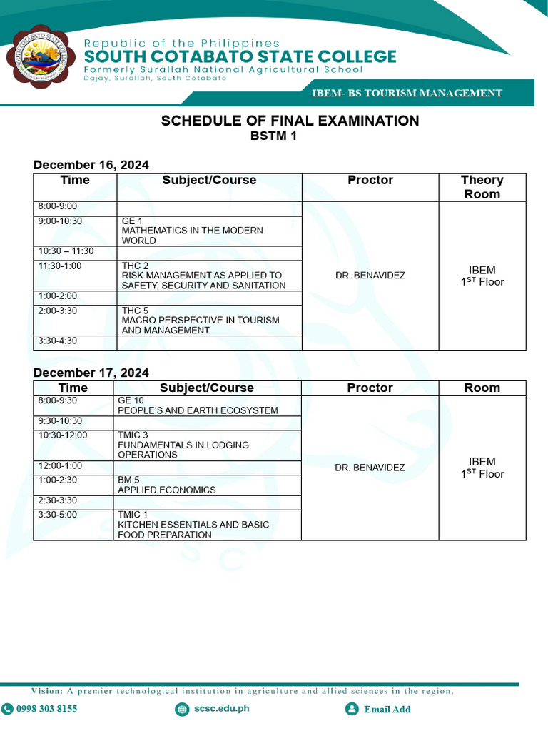Examination Schedule 1ST Sem Final 2024 2025 | PDF | Business | Economies