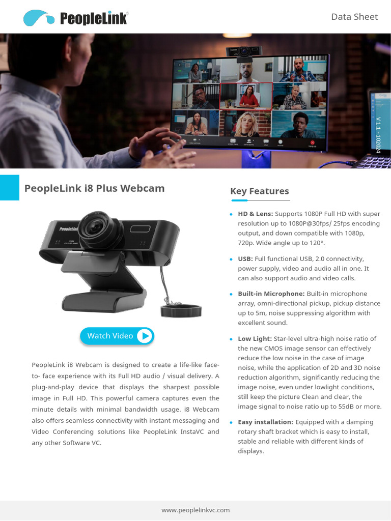 PeopleLink I8 Webcam 2024 2 | PDF | Video | Camera