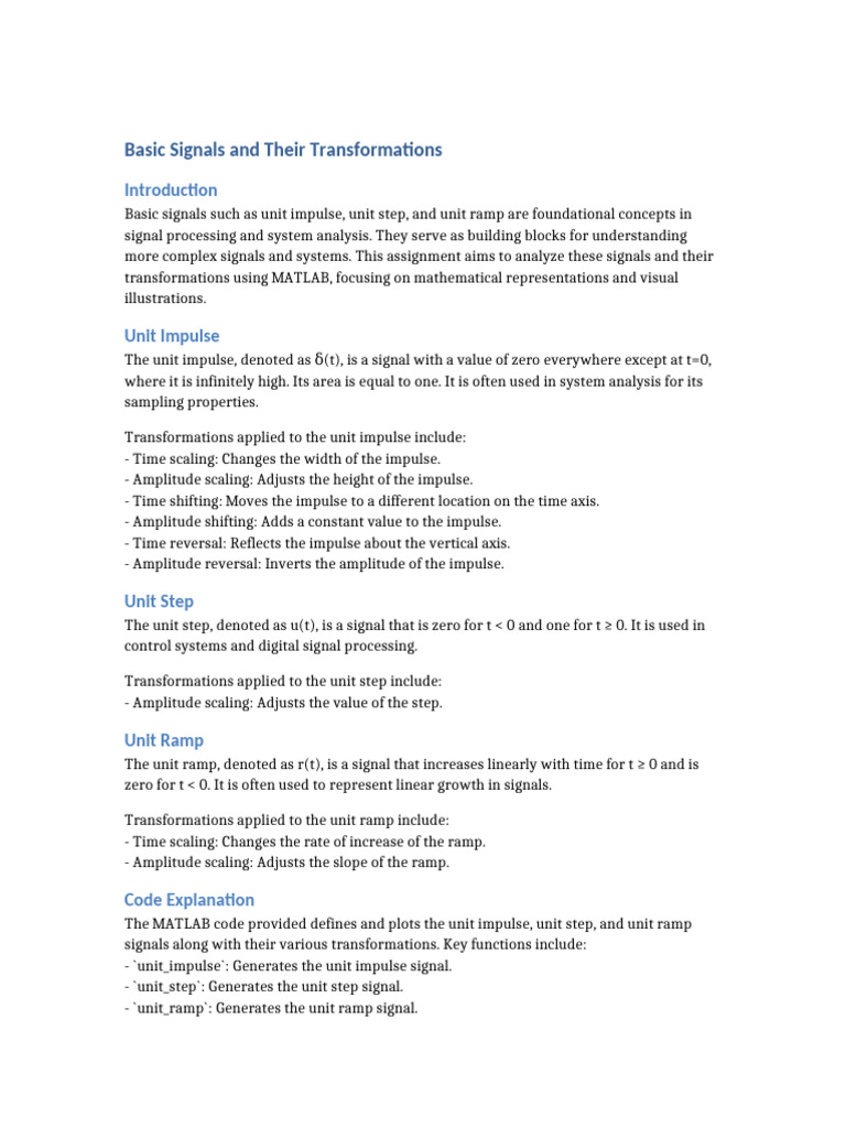 Basic Signals Assignment | PDF | Applied Mathematics | Telecommunications Engineering