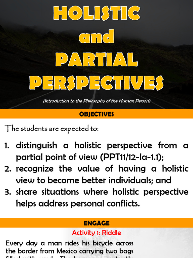 Holistic and Partial Perspectives | PDF | Holism | Thought