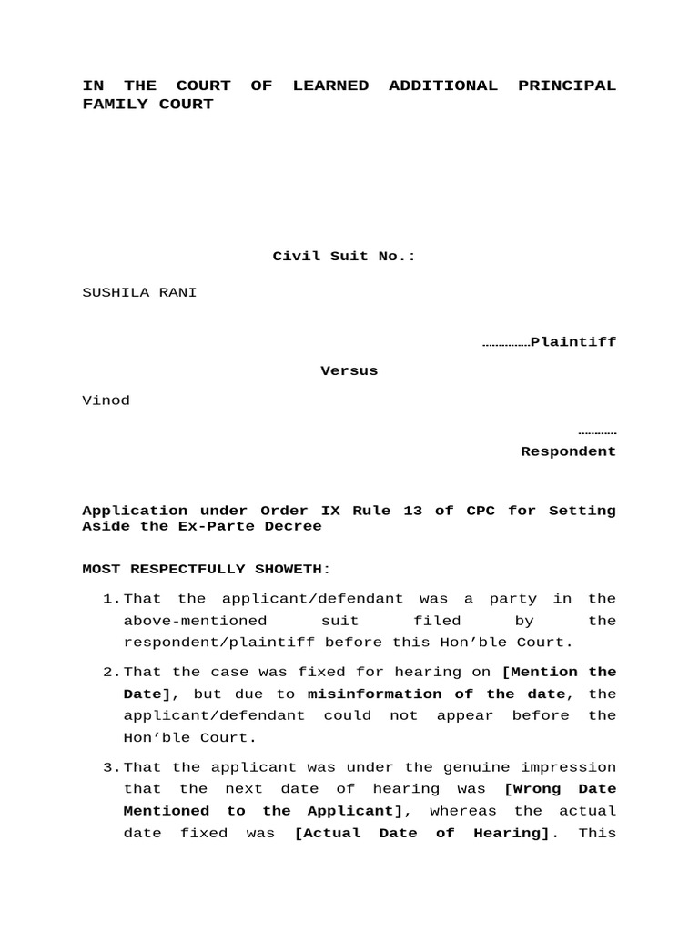 In The Court of Learned Additional Principal Family Court | PDF ...