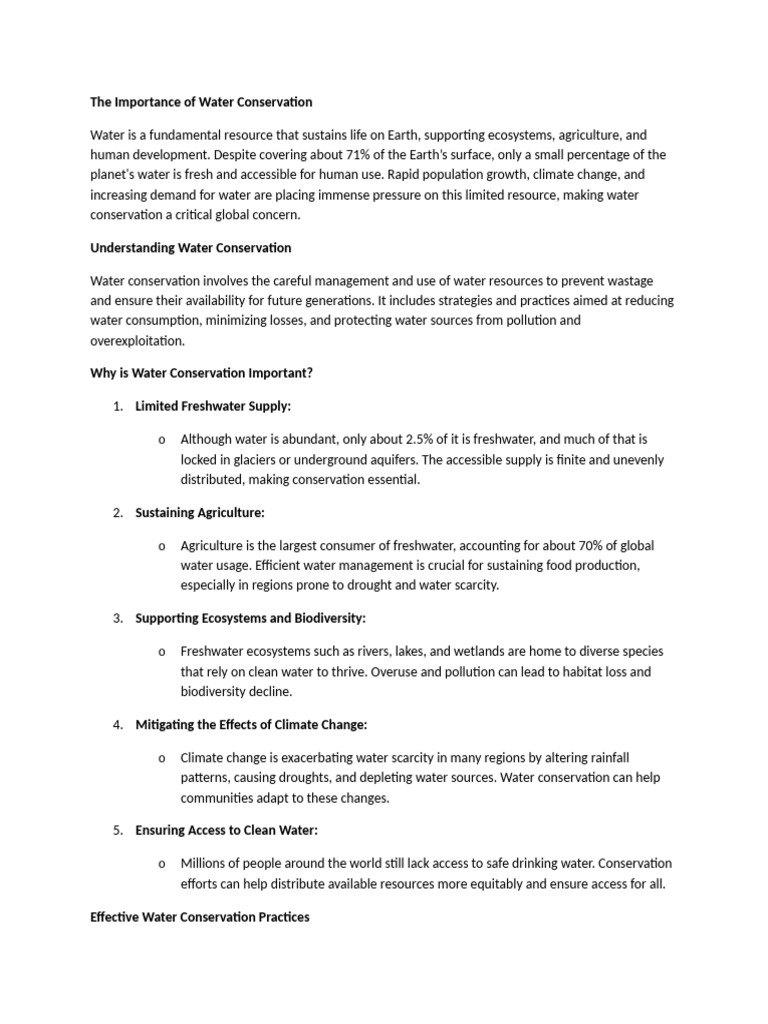 Importance of Water Conservation | PDF | Water Conservation | Water